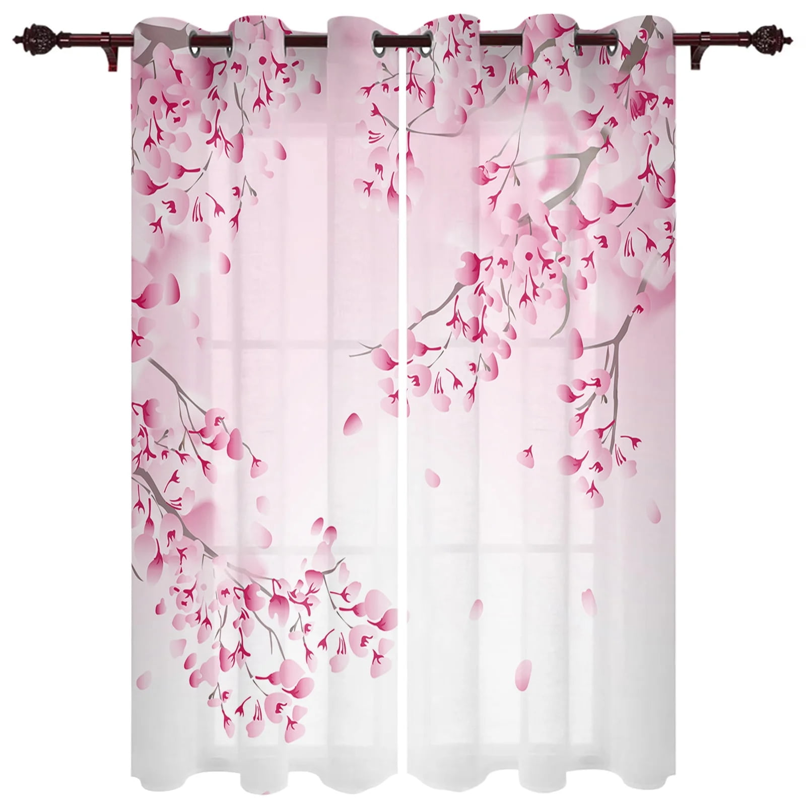Japanese Style Sakura Modern Window Curtains for Living Room Bedroom ...