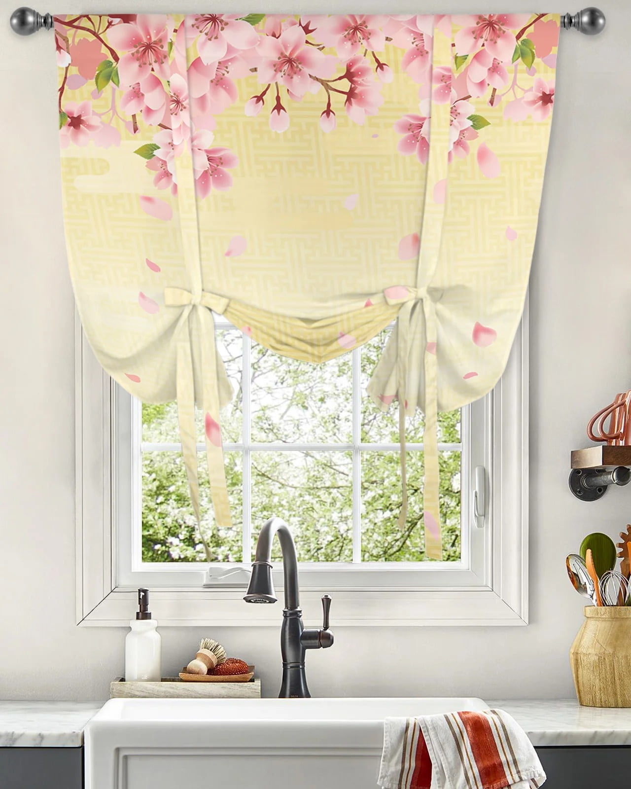 Japanese Style Sakura Texture Curtains for Living Room Bedroom Modern ...