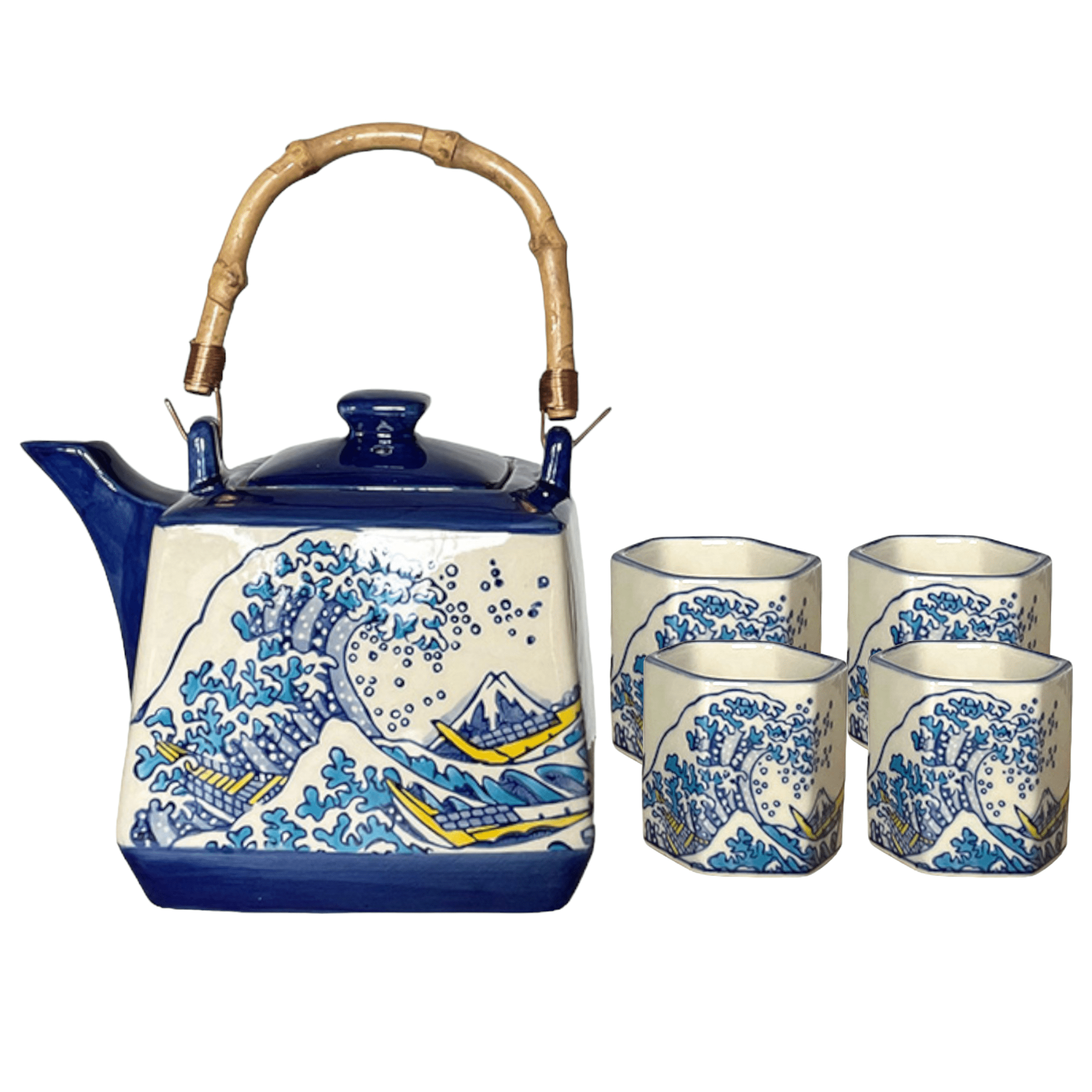 Japanese Style Square Shape Porcelain Tea Set Teapot with Strainer ...