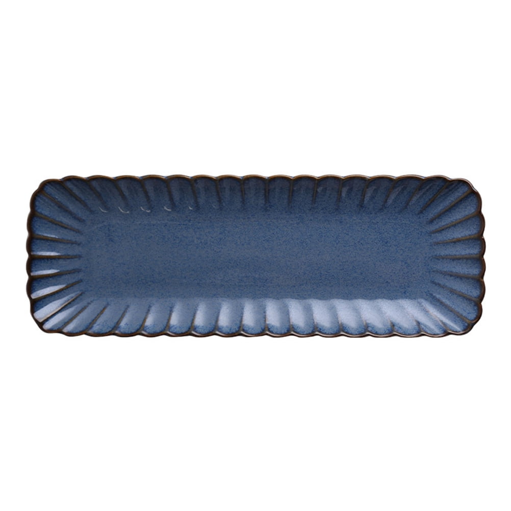REOFLYUP Japanese Type Sashimi Plate Ceramic 1PC Dark Blue - Walmart.com