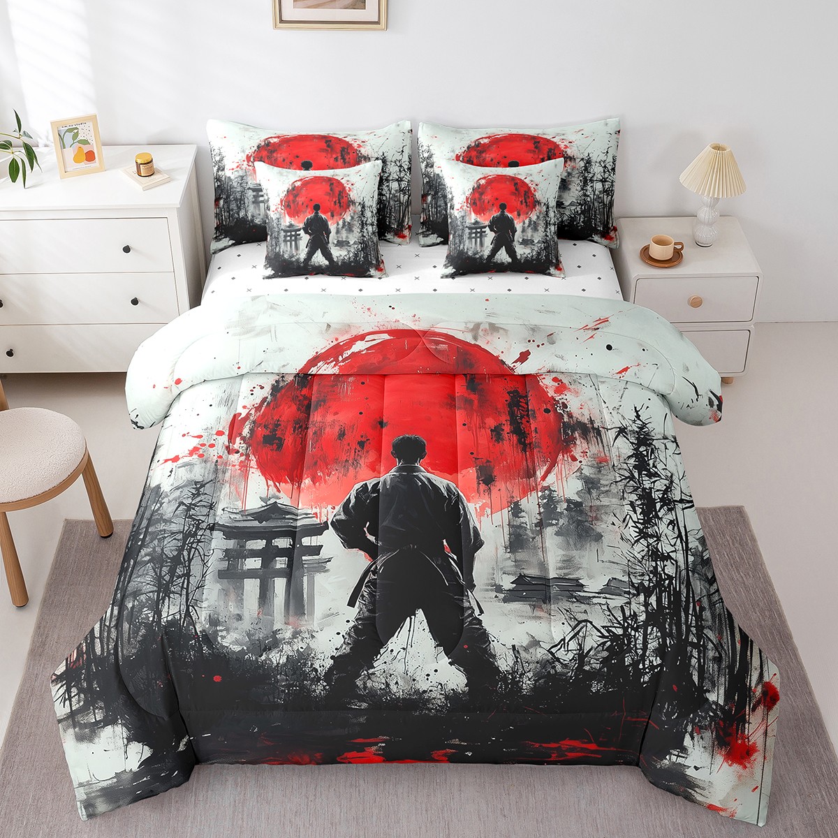 Japanese Style Taekwondo 7Pcs Comforter Set King,Korean Boxing Bedding ...