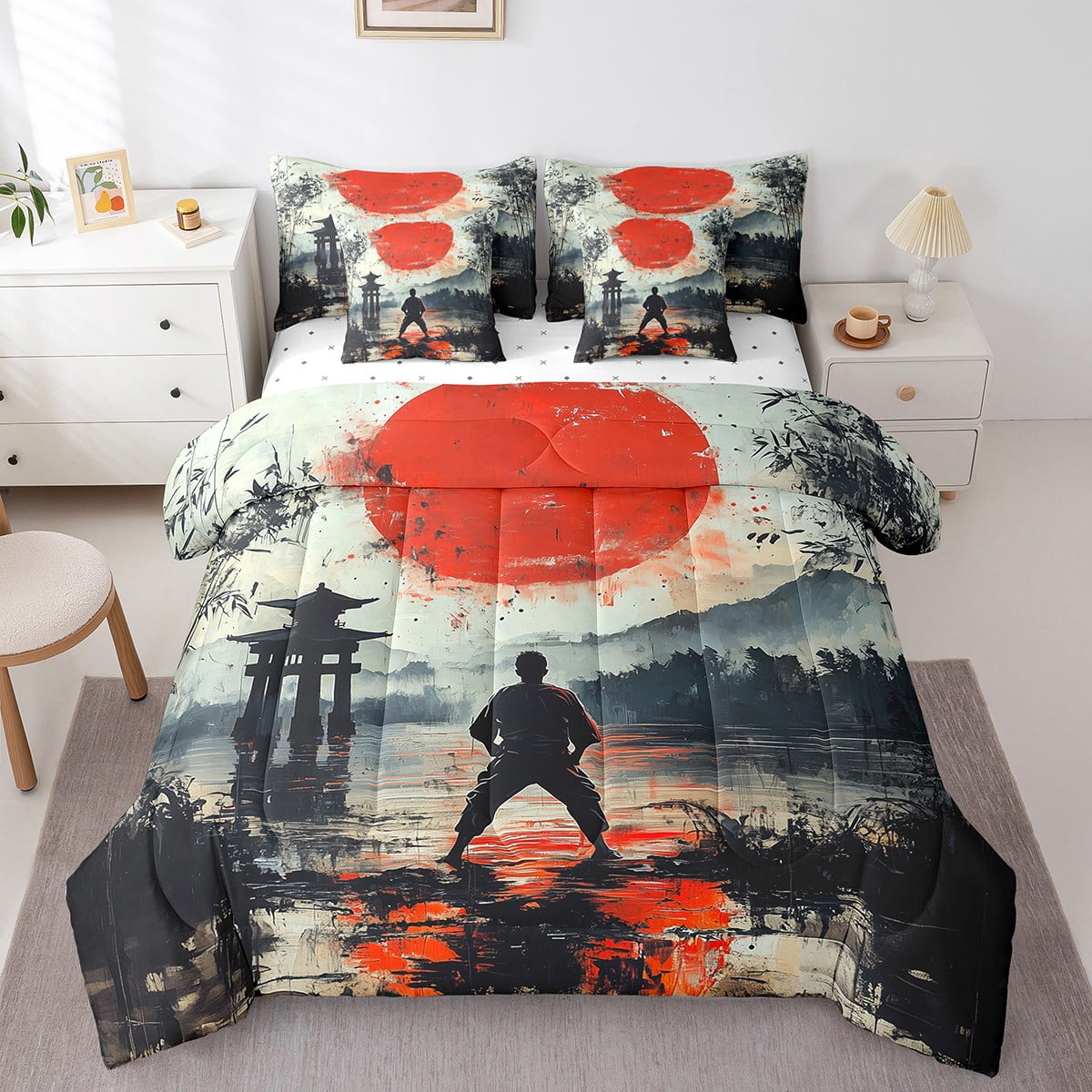 Japanese Style Taekwondo 7Pcs Comforter Set Twin,Japanese Ukiyo-e ...
