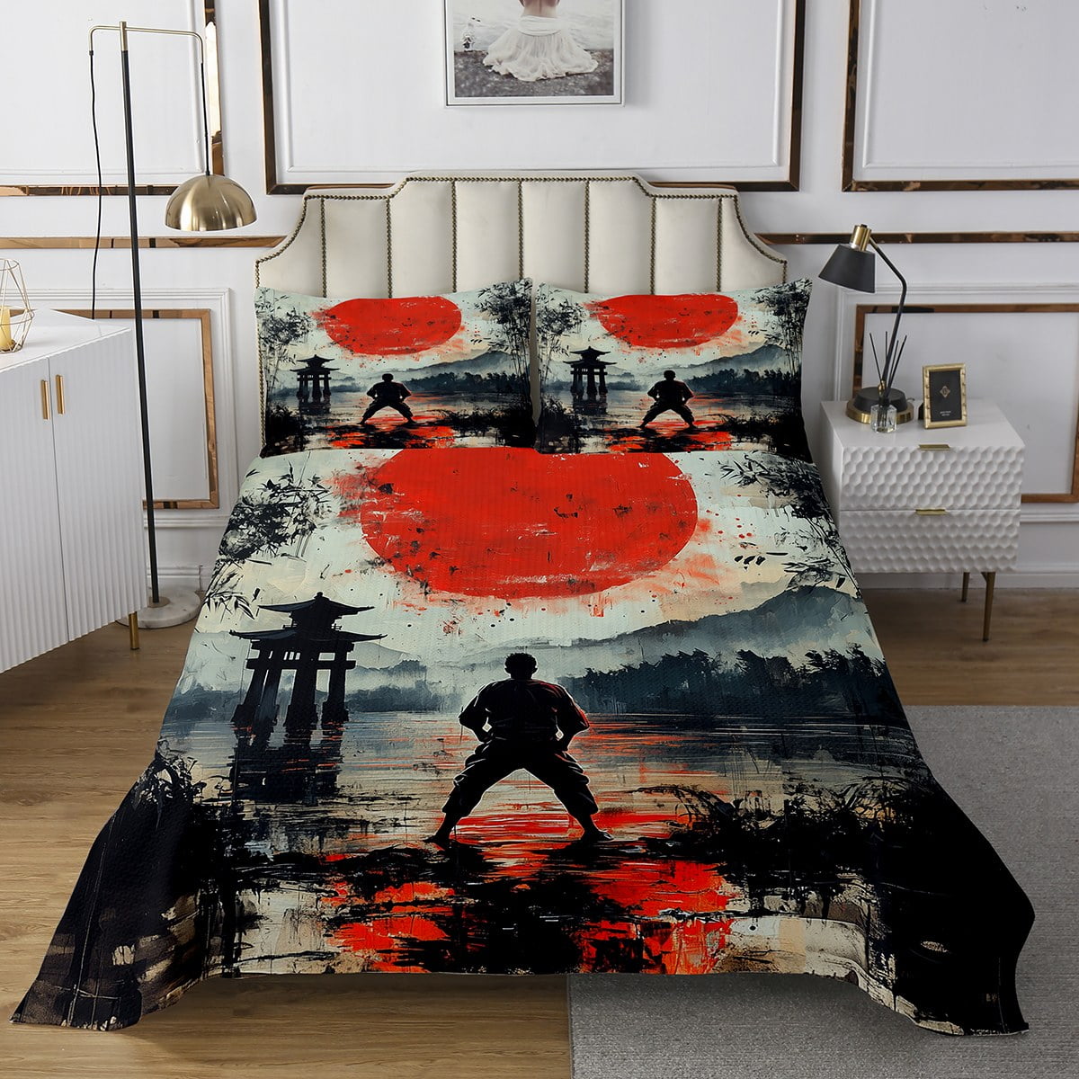Japanese Style Taekwondo Bedding Set Queen Size,Japanese Ukiyo-e ...