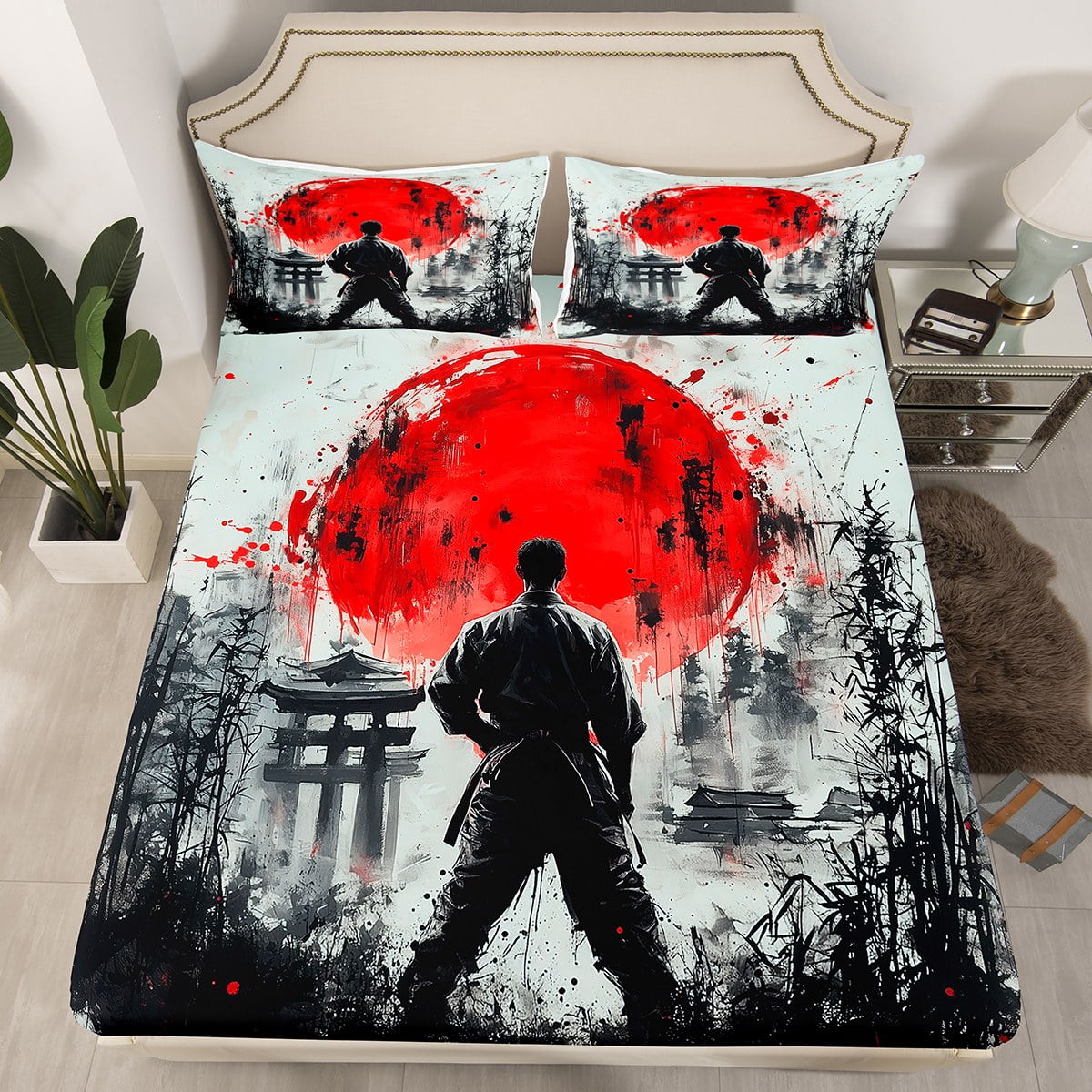Japanese Style Taekwondo Fitted Sheet Full Size,Korean Boxing Bedding ...