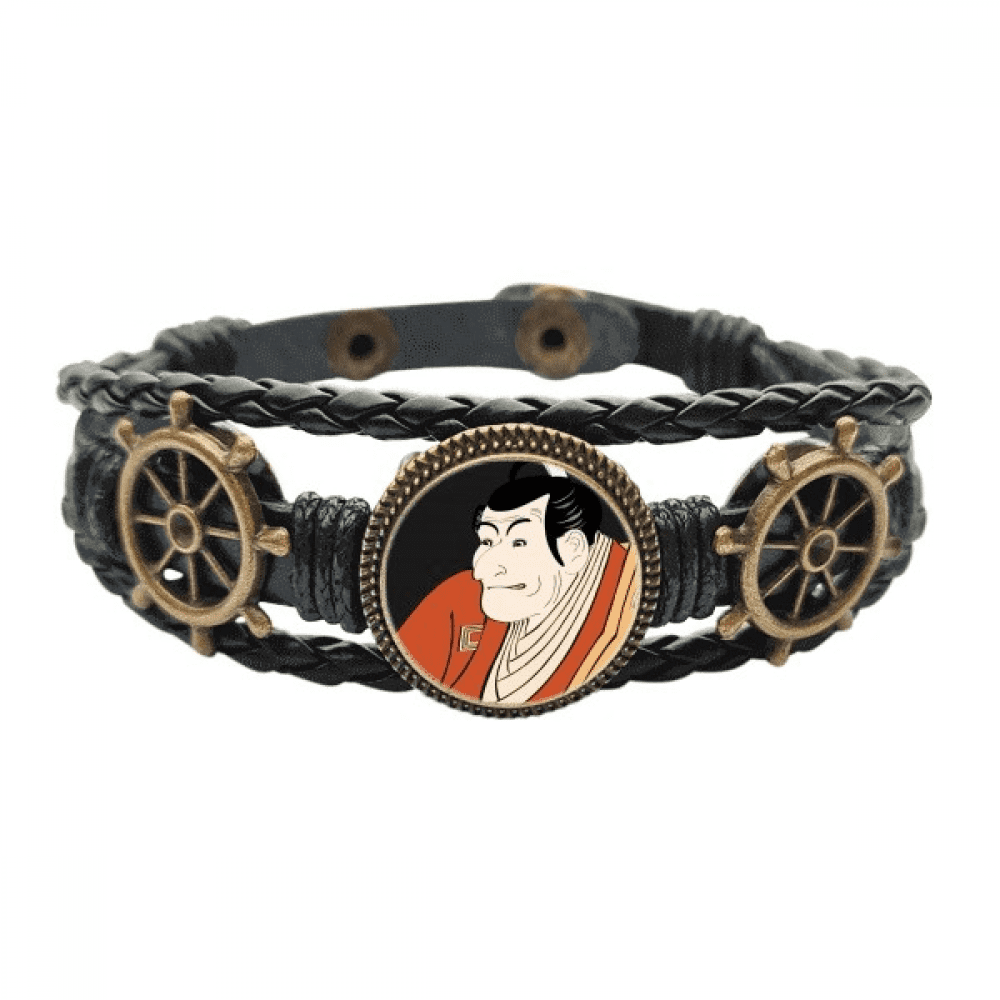 Japanese Style Ukiyoe Male Kimono Leather Braided Ocean Bracelet ...