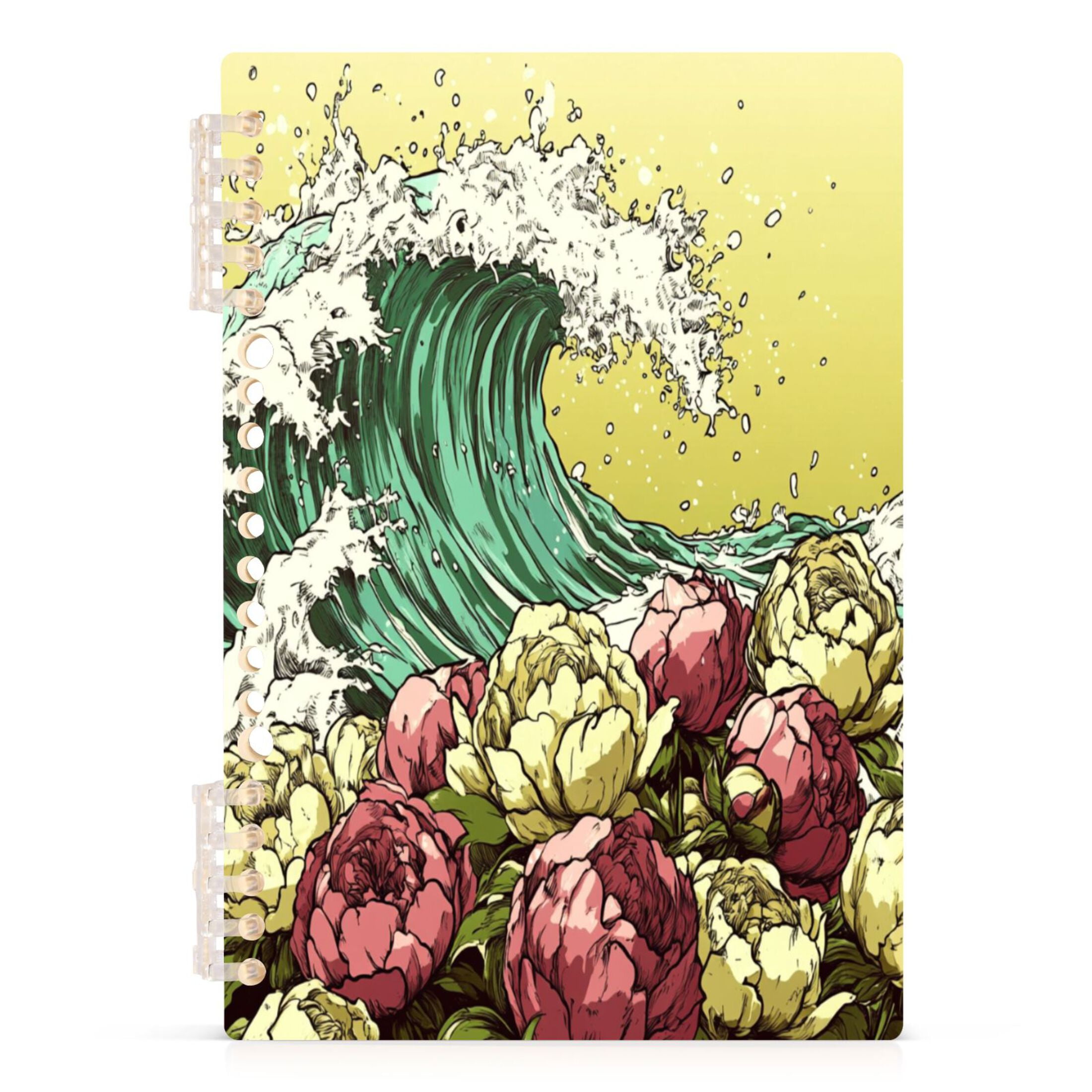 Japanese Style Wave A5 8.3x5.7in PP Notebook, Adjustable Rings, 60 ...