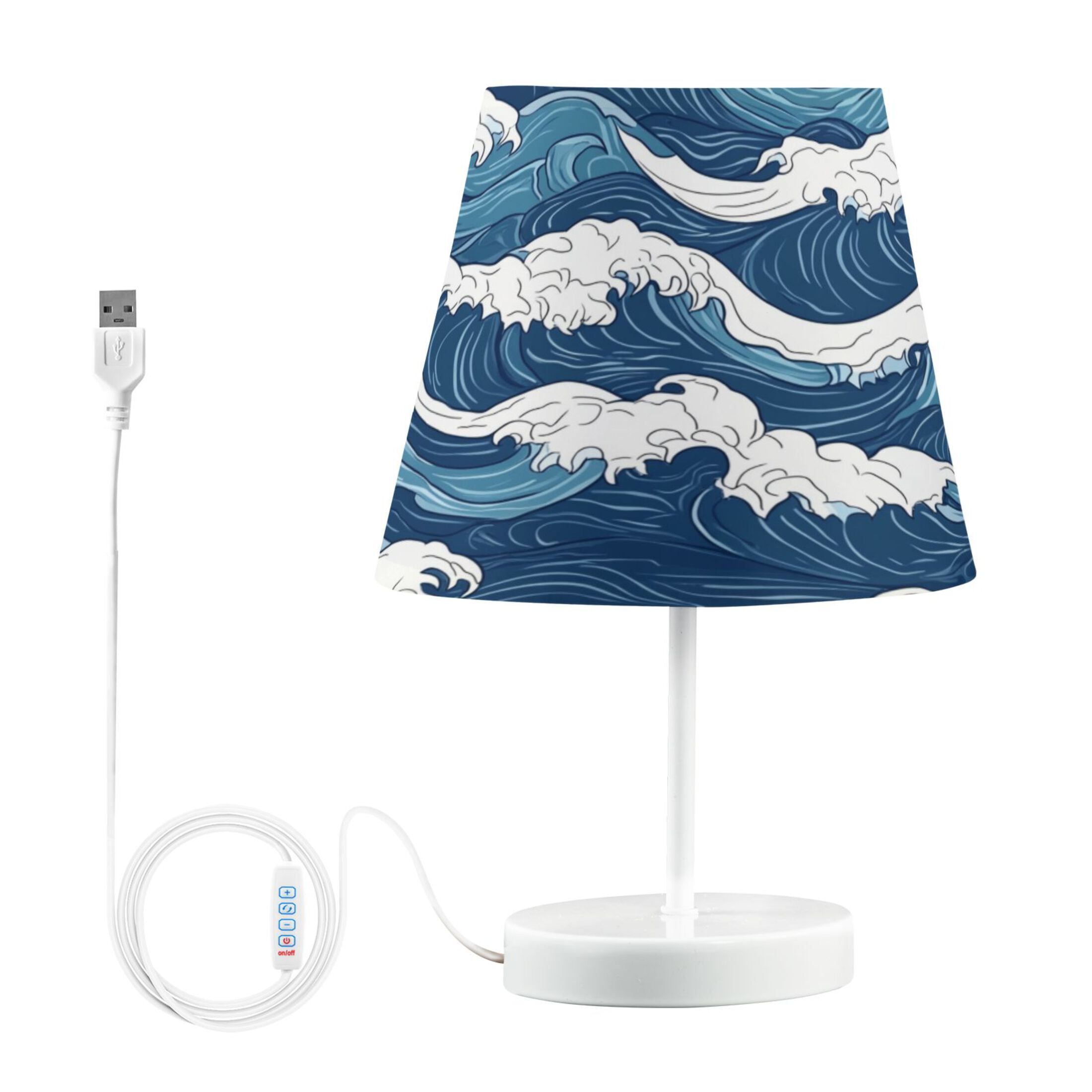 Japanese Style Waves Desk Lamp LED Table Nightstand Lamps with 3 Color Temperatures for Home ...