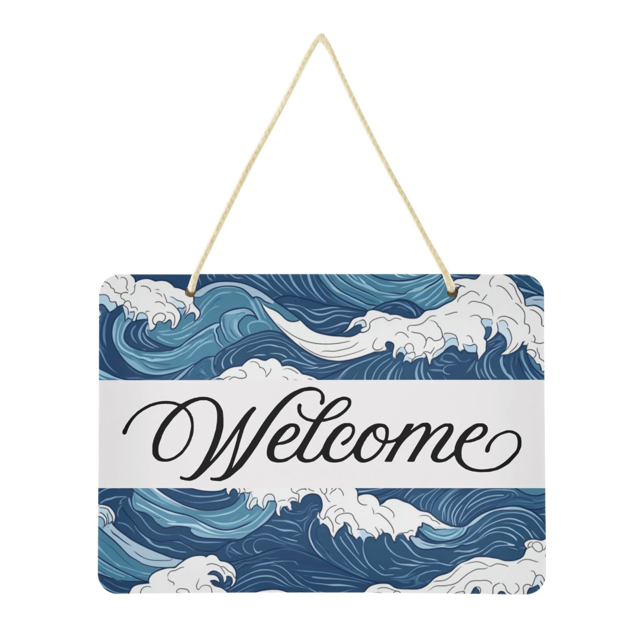Japanese Style Waves Welcome Sign Front Door PVC 14x10 inch Hanger ...