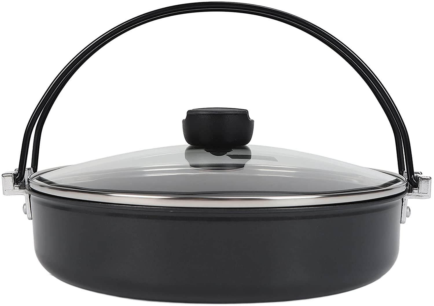 Japanese Sukiyaki Pot, Cast Iron Sukiyaki Nabe Pot Shabu Hot Pot Tetsu Nabe Pot Pan with Lid for ...
