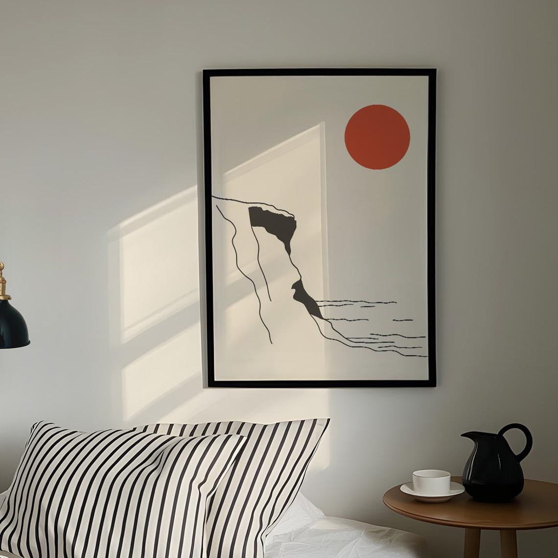 Japanese Sun Set, Japandi Sun, Abstract Line Art, Line Art Drawing ...