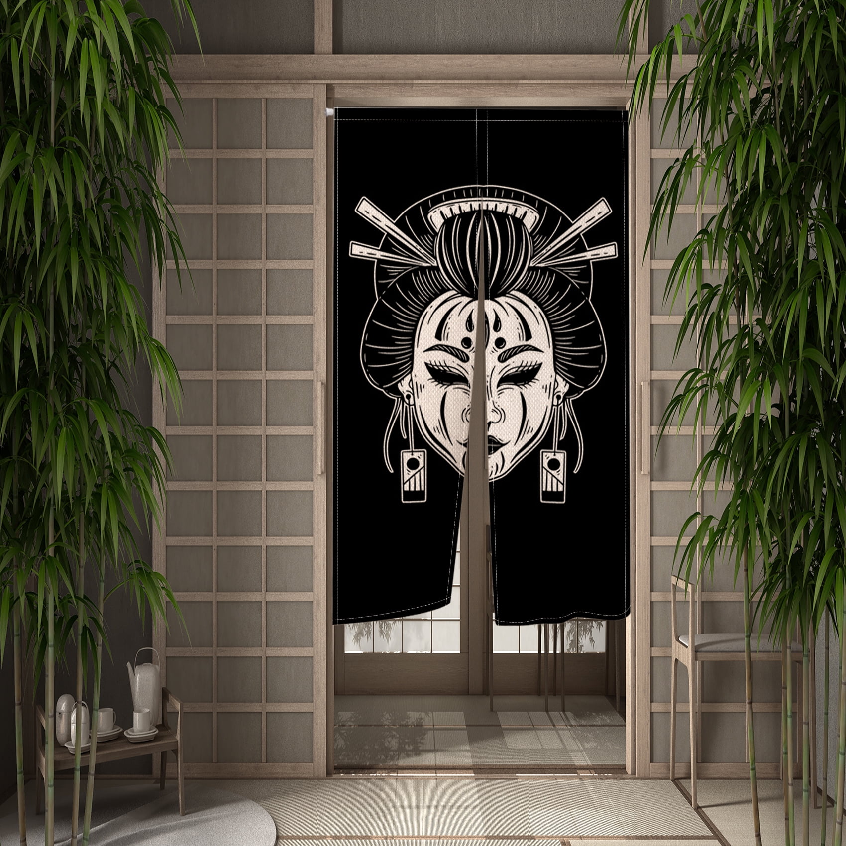 Japanese Sunflower Flower Door Curtain Bedroom Kitchen Partition ...