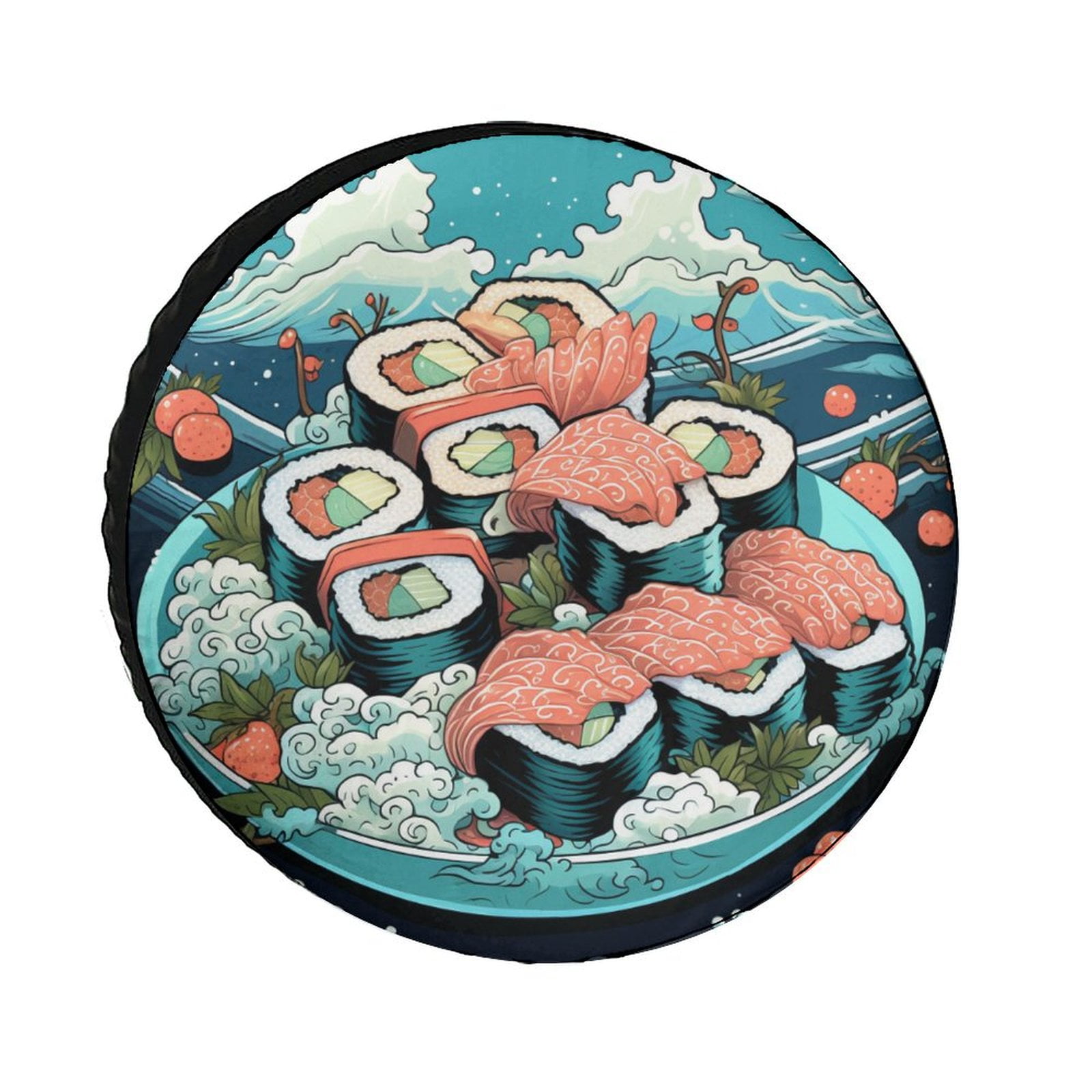 Japanese Sushi Heavy Duty Spare Tire Cover Traditional Sushi Polyester ...