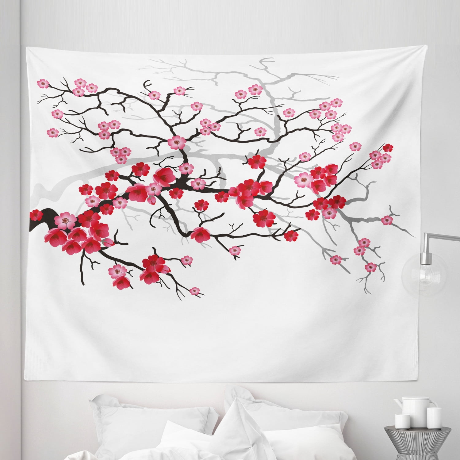 Japanese Tapestry, Japanese Plant Sakura Flower Abstract Backdrop Art ...