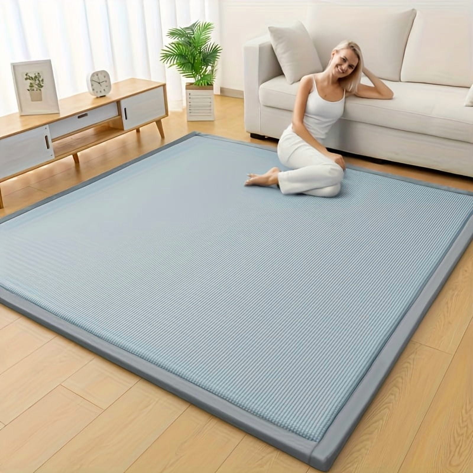 Japanese Tatami Style Floor Mat - Breathable Cooling Knitted Polyester ...