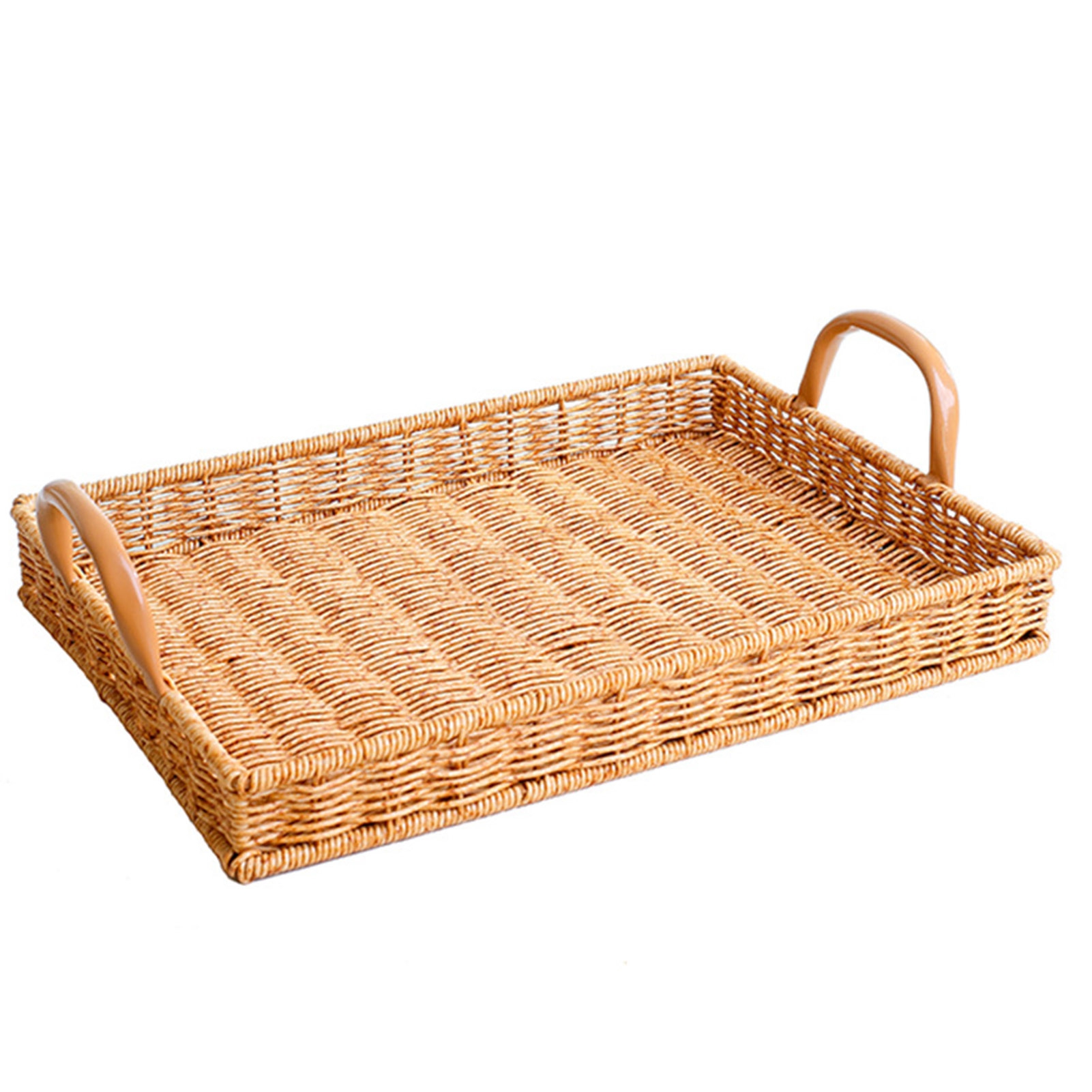 Japanese Tea Cup Tray Rattan Braided Serving Tray with Handles Hollow ...