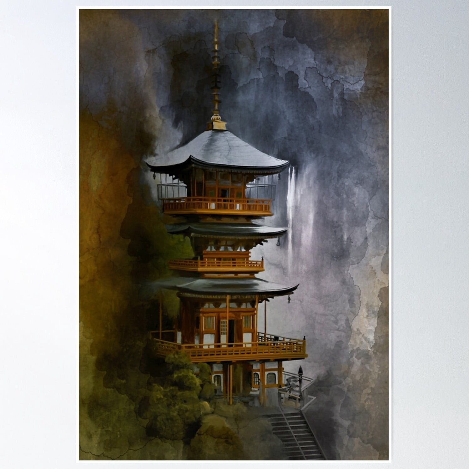 Japanese Temple. Poster Wall Art, Modern Wall Decor, 12x18 UNFRAMED ...