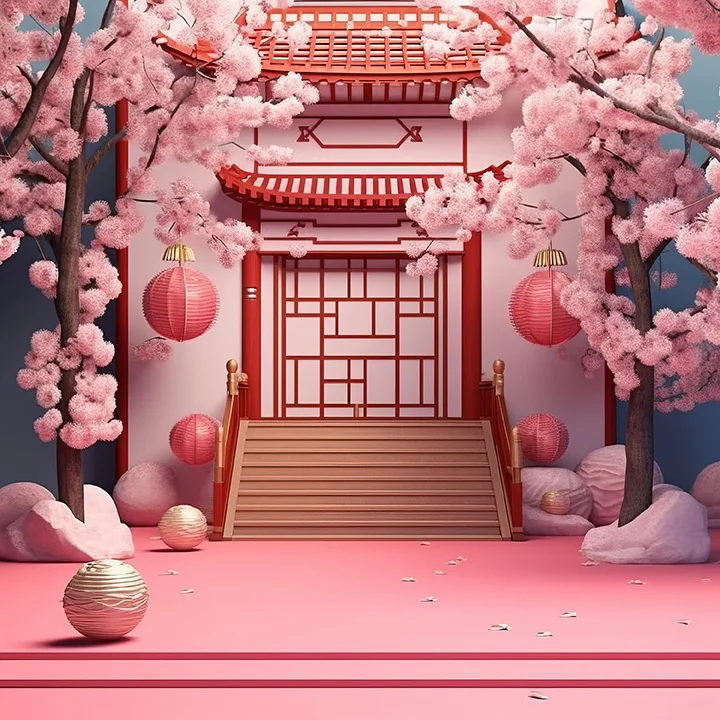 Japanese Theme Pink Sakura Adult Birthday Wedding Maternity Portrait r ...