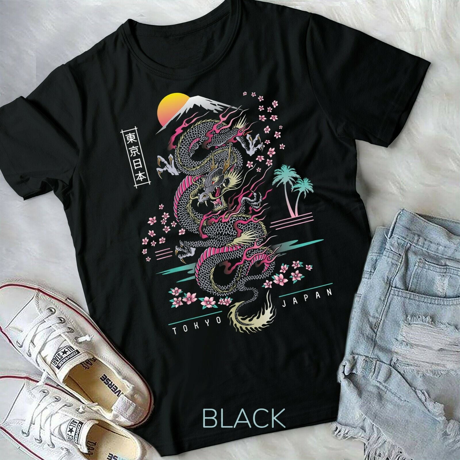 Japanese Tokyo Dragon Asian inspired Neon retro 80's style Unisex Form ...