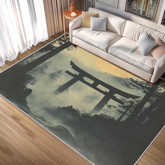 Japanese Torii Gate Area Rugs, Asian Style Carpet, Washable Non Slip ...
