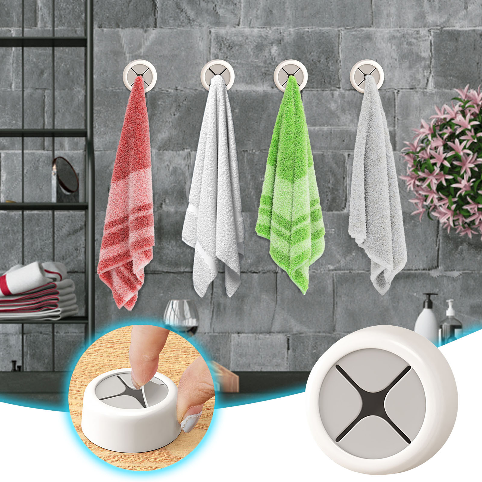 Japanese Towel Stoppers, No Punching Hooks, Kitchen Dishwashing Cloth ...