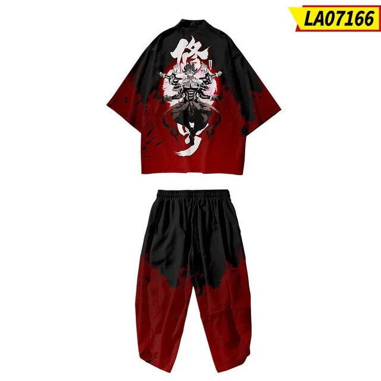 Japanese Traditional Clothing Invincible Print Kimono Pants Men Retro ...