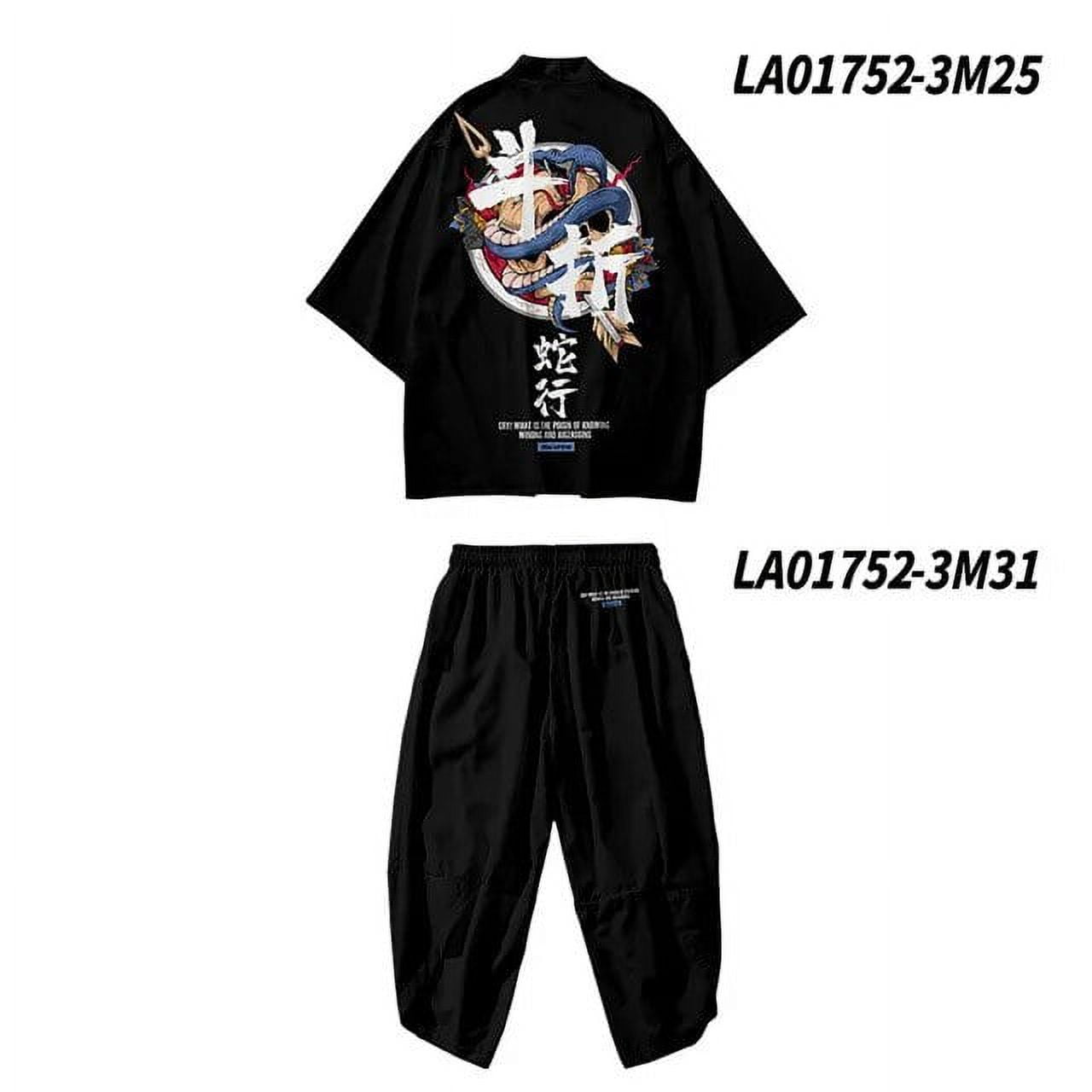 Japanese Traditional Clothing Invincible Print Kimono Pants Men Retro ...