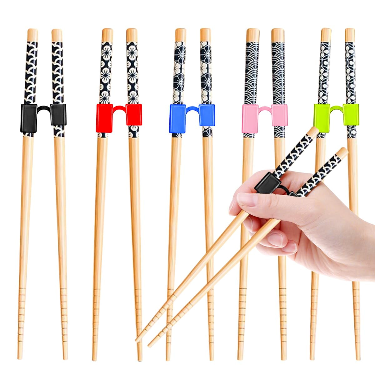 Japanese Training Chopsticks Set, 5 Pairs Wooden Chopsticks with ...