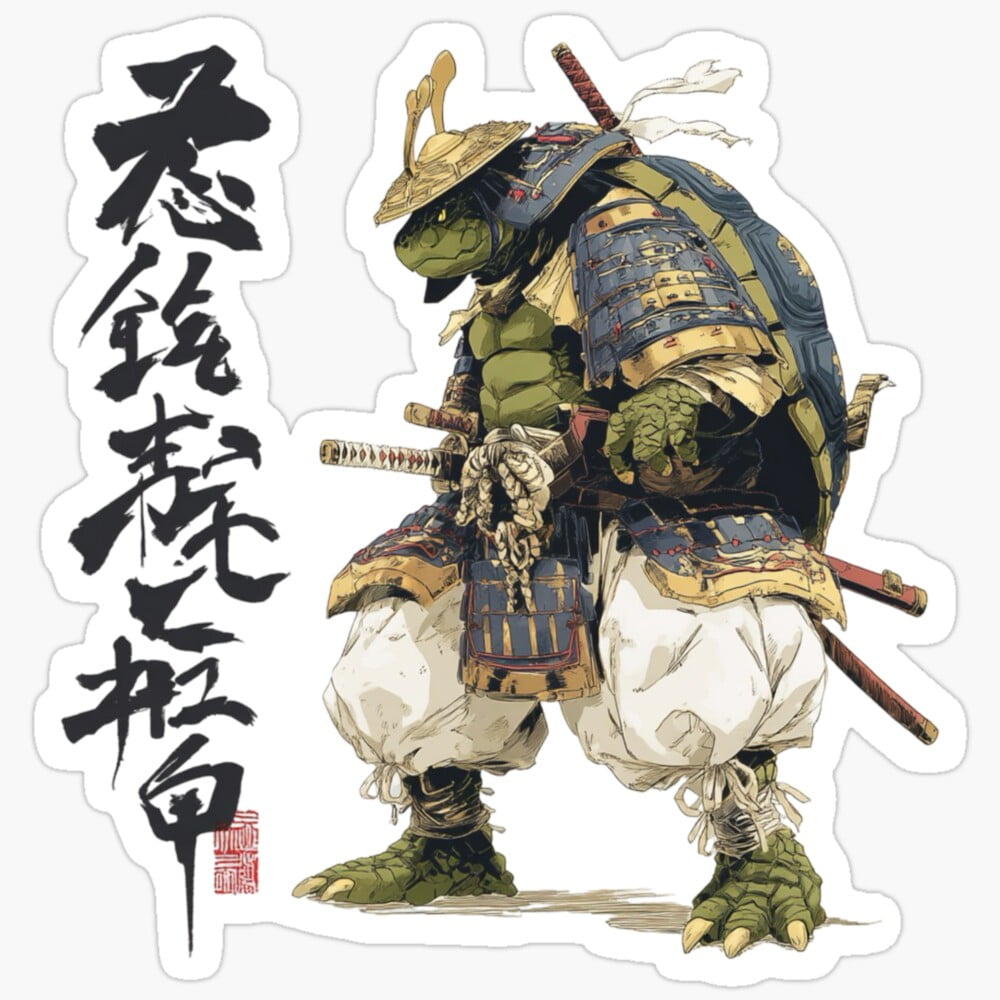 Japanese Ukiyo Art Samurai Turtle Glossy Stickerphone Decal Water ...