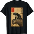 Japanese Ukiyo-e Woodblock Art of a Frog with Kanji Text Unisex T-Shirt ...