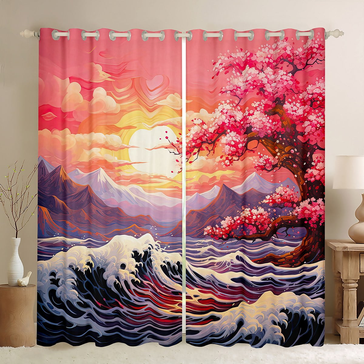 Japanese Ukiyoe 30%-50% Blackout Curtains Hokusai Ocean Wave Decor ...