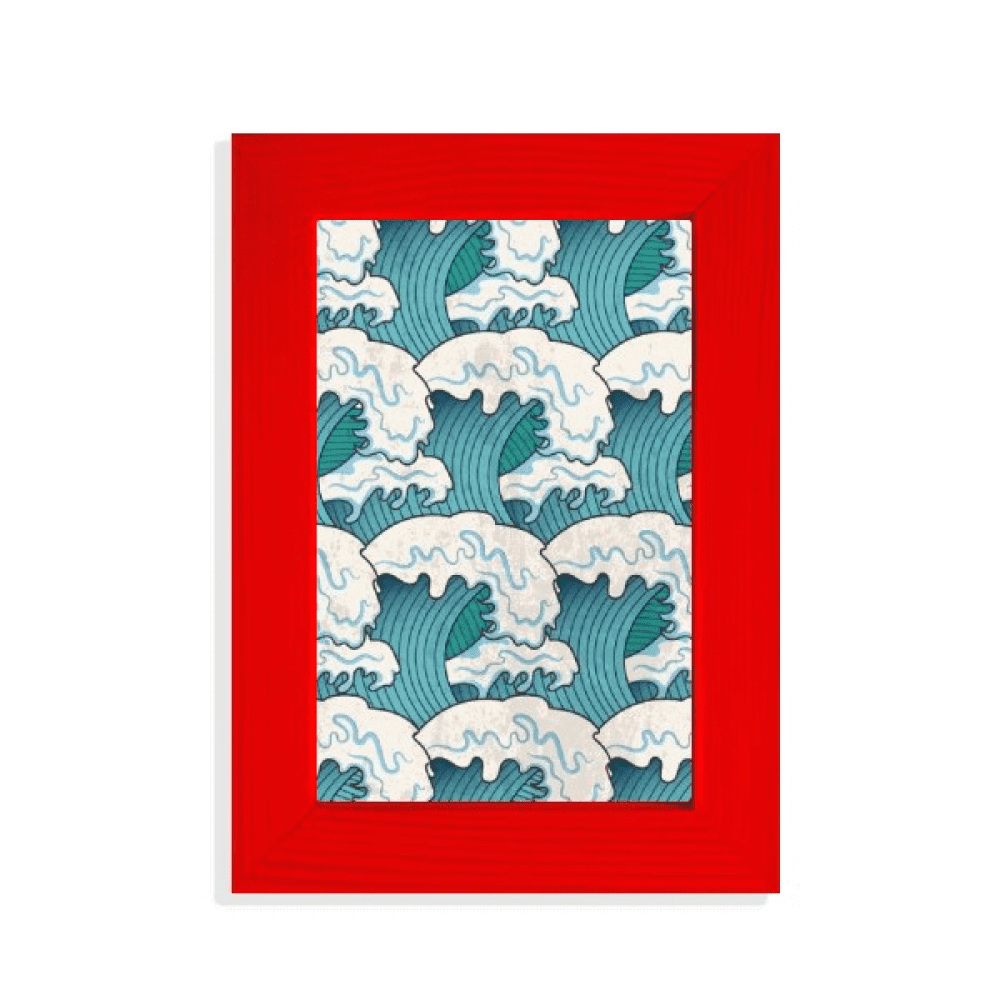 Japanese Ukiyoe Classical Pattern Wave Picture Display Art Red Photo ...