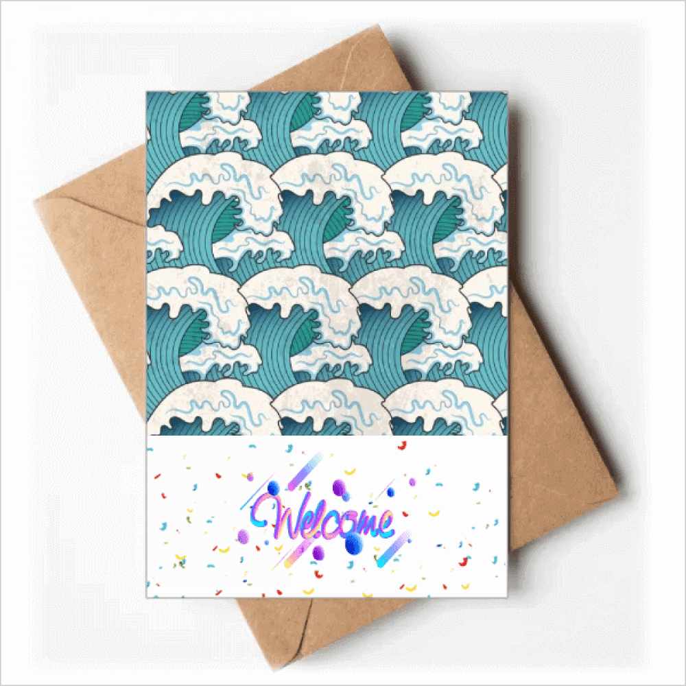 Japanese Ukiyoe Classical Pattern Wave Welcome Back Greeting Cards ...