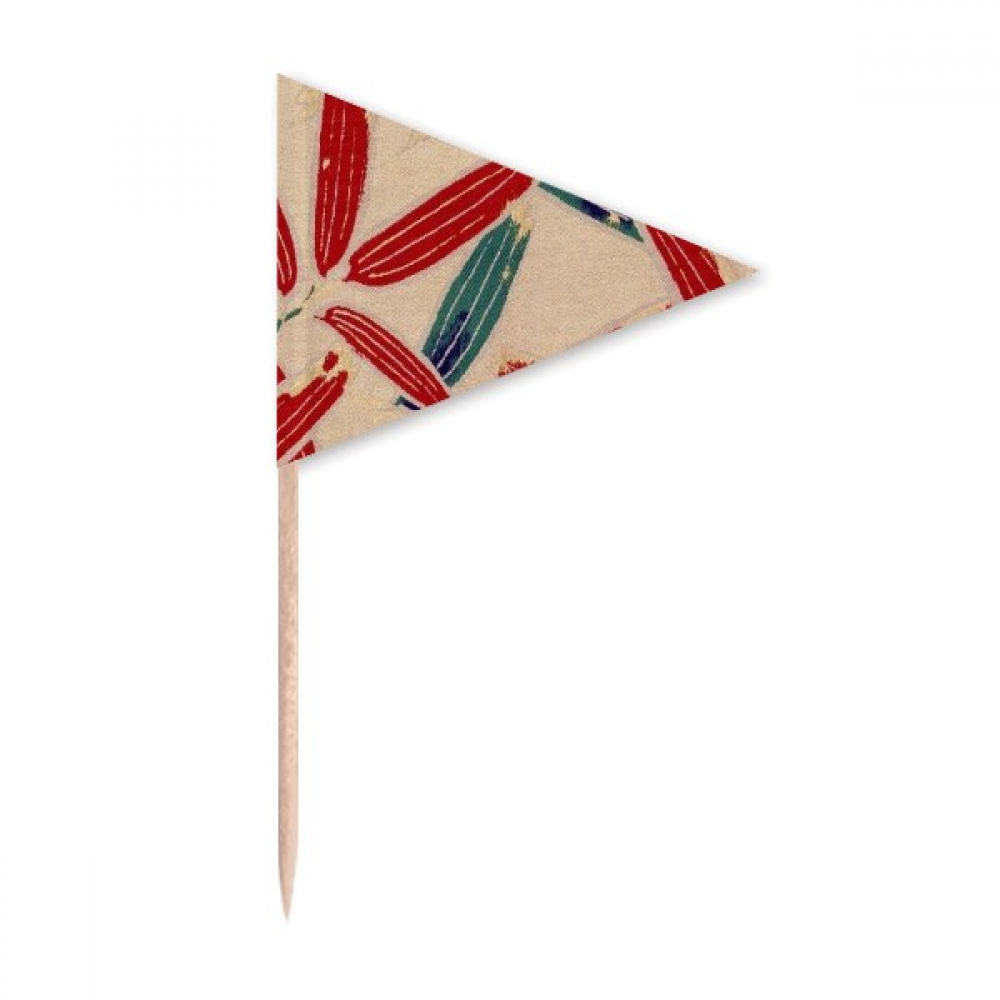 Japanese Ukiyoe Red Blue Pattern Toothpick Triangle Cupcake Toppers ...