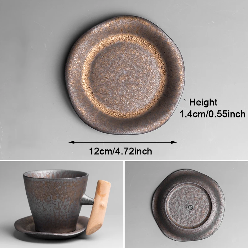 Japanese Vintage Tea Cup Set Ceramic Coffee Mug Rust Glaze Milk Cafe ...