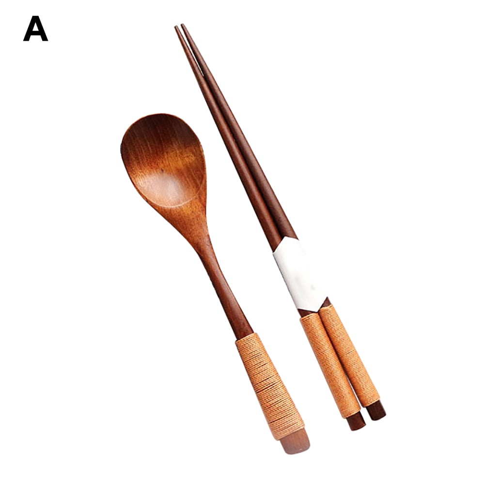 Japanese Vintage Wooden Cutlery Set Portable, Reusable Wooden Bamboo ...