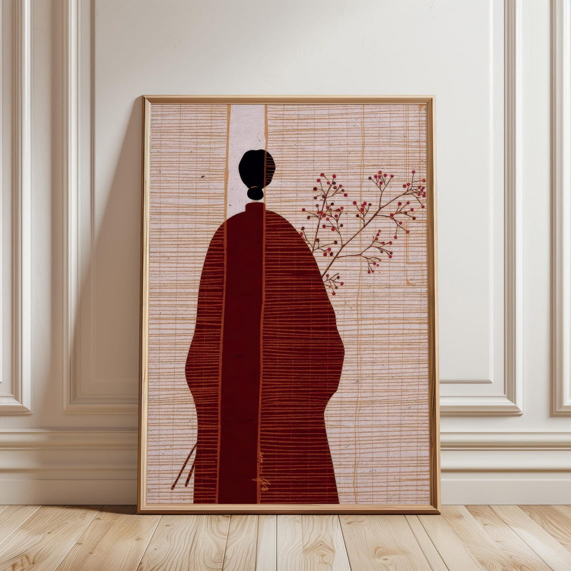 Japanese Wabi Sabi Figure Minimal Zen Abstract Nature, Stretched Canvas ...