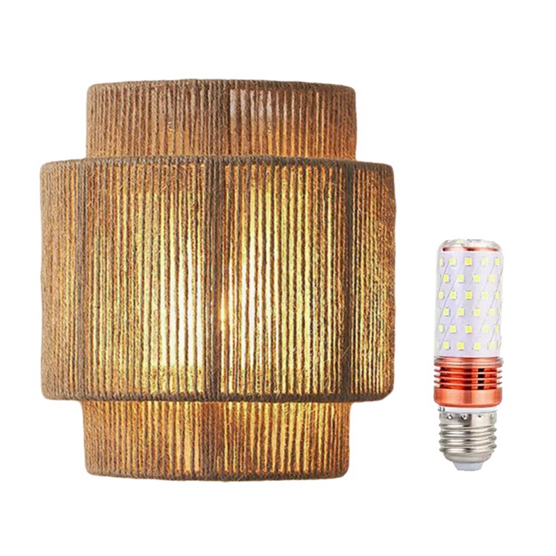Japanese Wabi-Sabi Retro Rattan Weaving Wall Lamp LED Wall Sconces ...