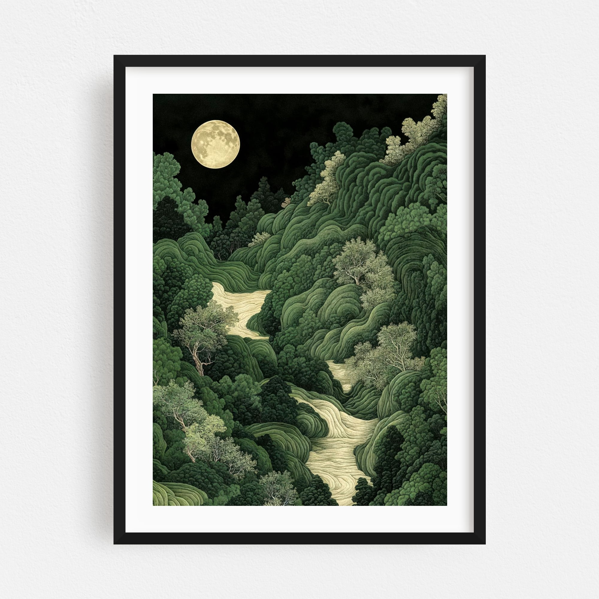 Japanese Wall Art Maximalist Moon Print japandi Art Wabi Sabi Painting ...