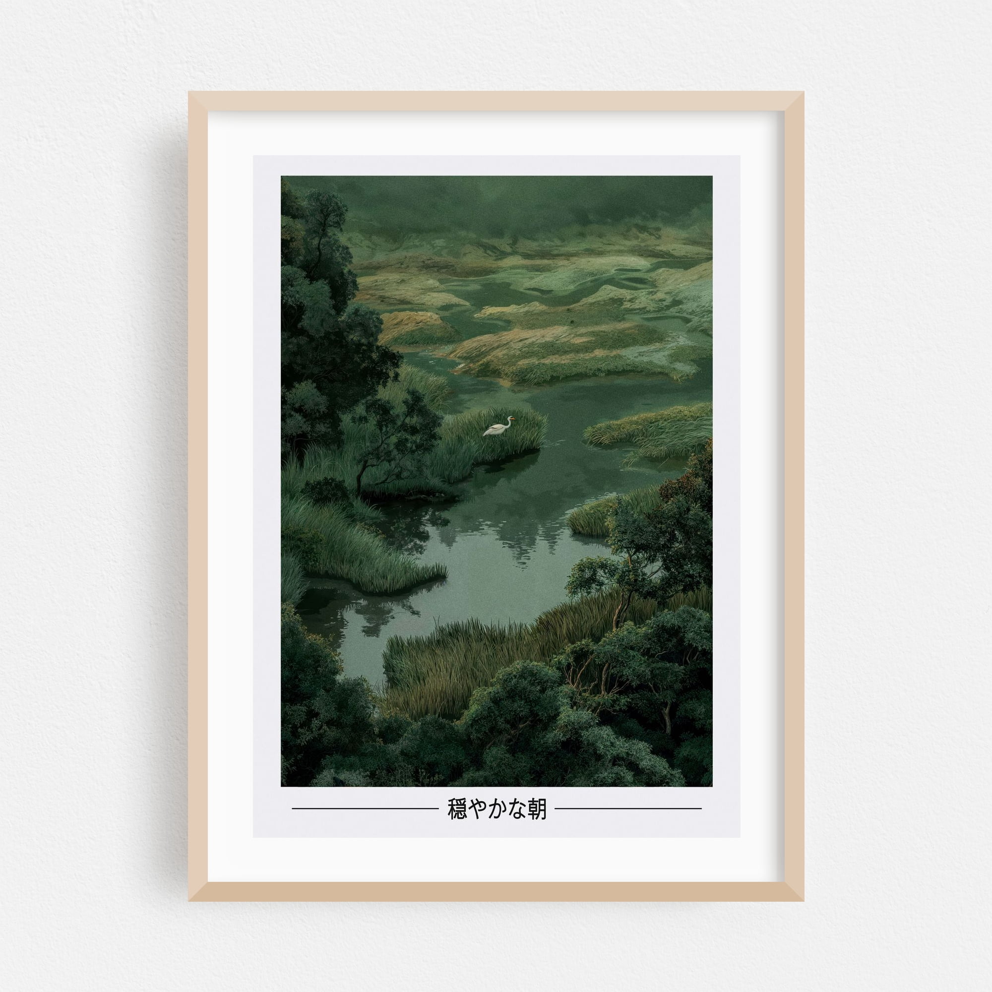 Japanese Wall Art Sage Green Wall Art Bird Maximalist Botanical Wall ...