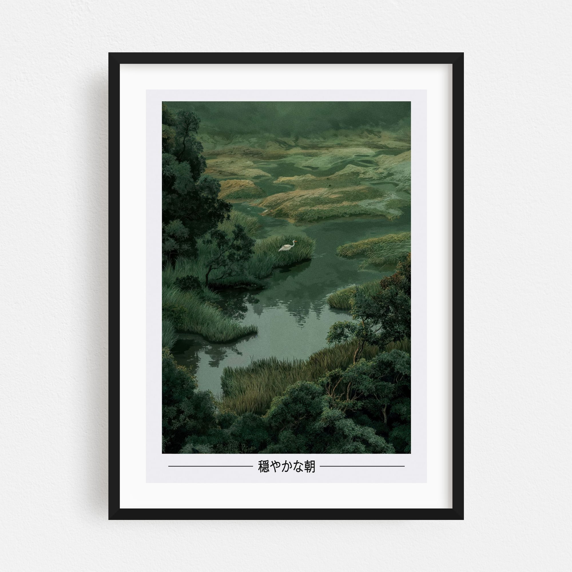 Japanese Wall Art Sage Green Wall Art Bird Maximalist Botanical Wall ...