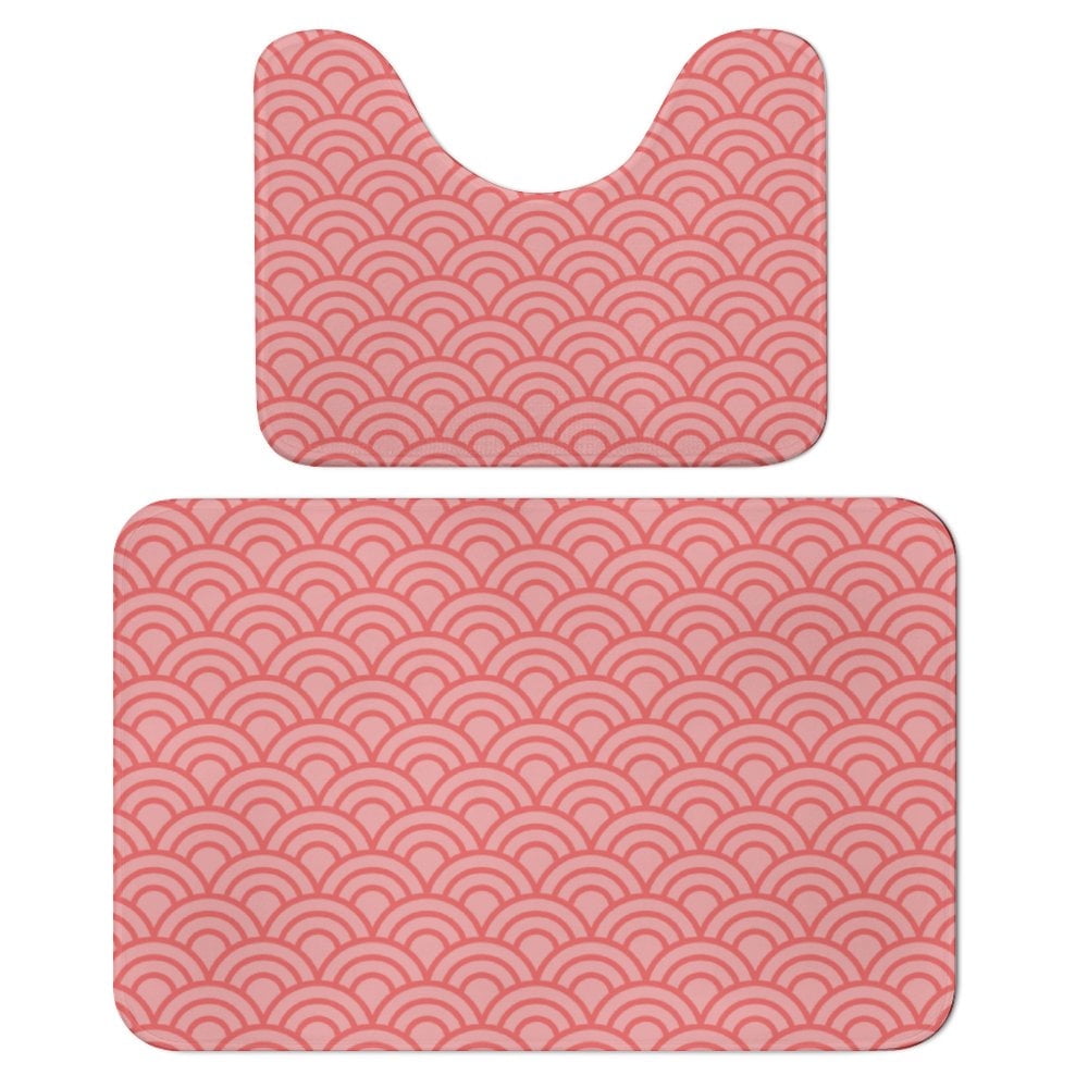 Japanese Wave Pattern Bathroom Rugs Set 2 Pieces, Bathroom Set - Quick ...