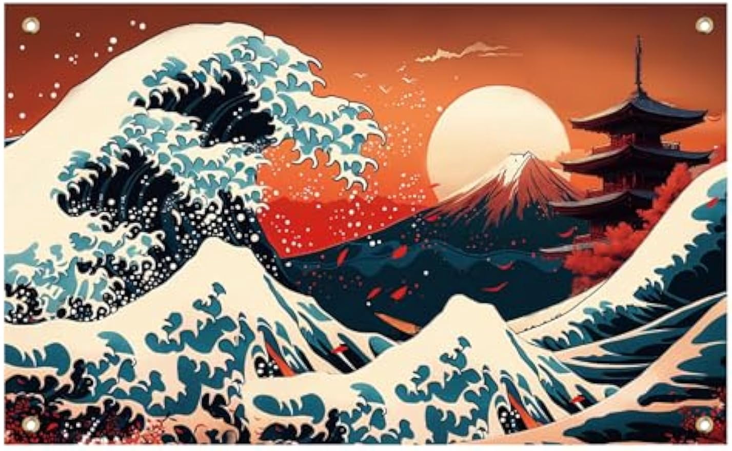 Japanese Wave Photography Backdrop Mount Fuji Kanagawa Landscape Wall ...