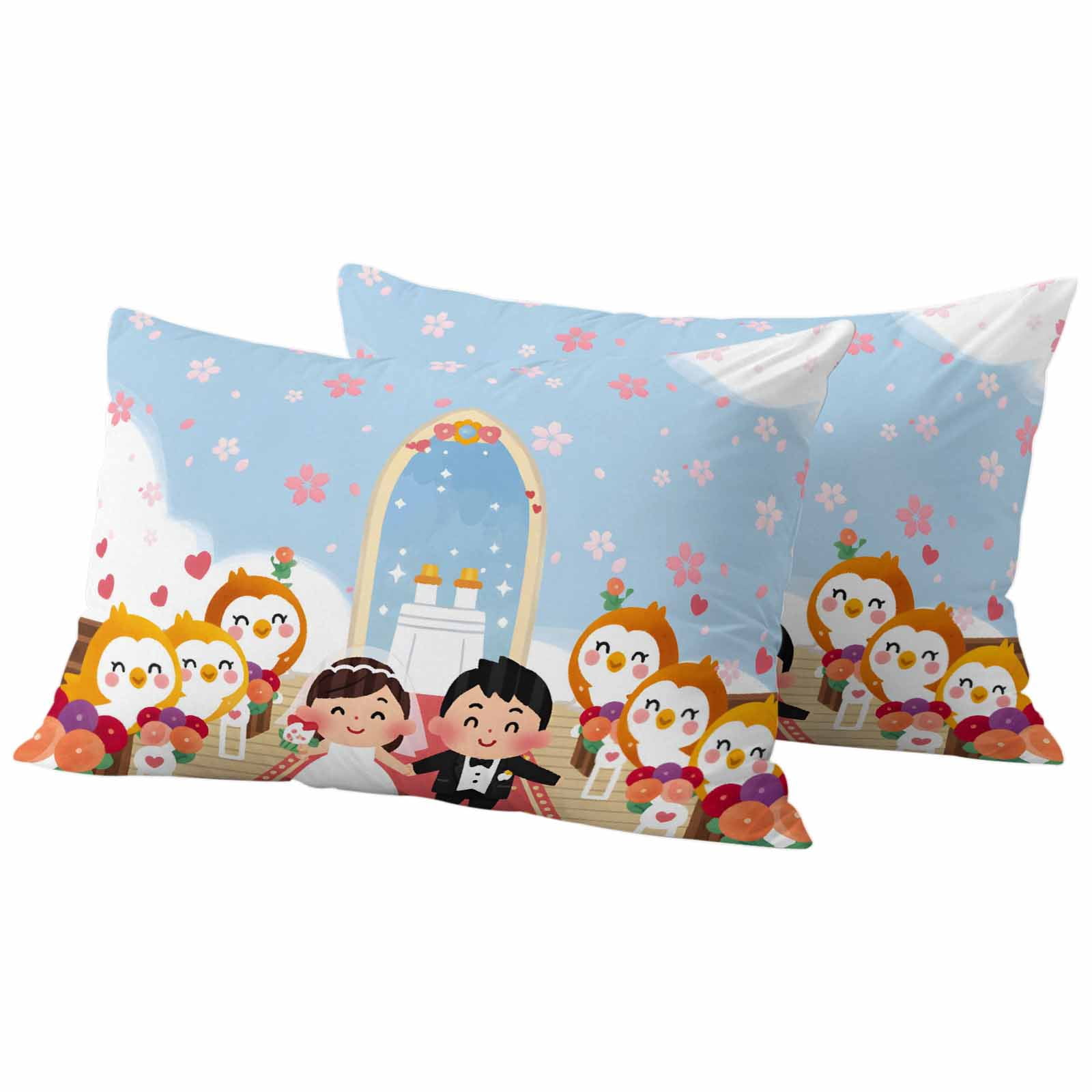 Japanese Wedding Outdoor Waterproof Pillow Covers, Cute Owls Cherry ...