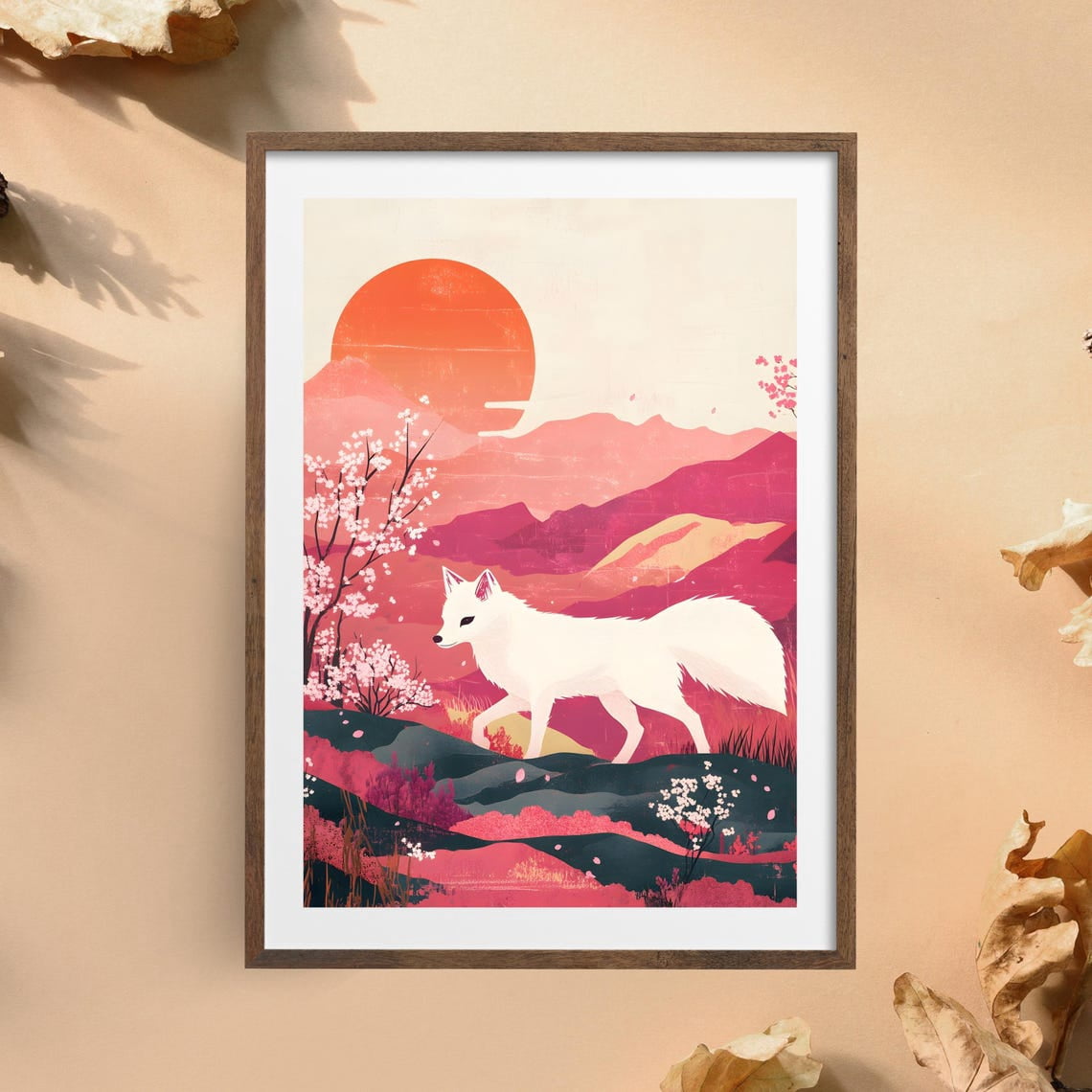 Japanese White Fox Poster, Japanese Fox Poster, White Foxjapanese Art ...