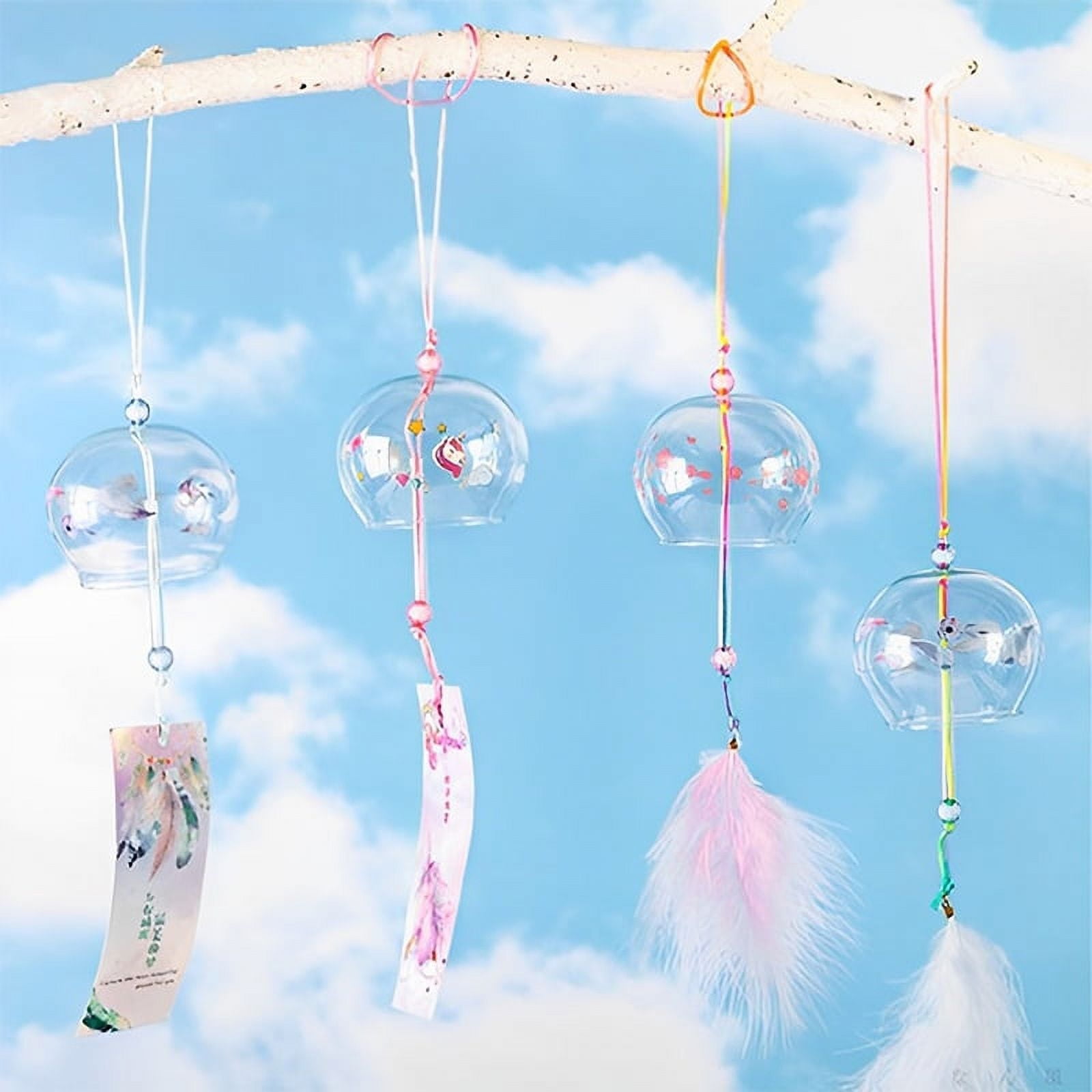 Japanese Wind Bell Sakura Pattern Wind Chimes Handmade Glass Furin Home ...