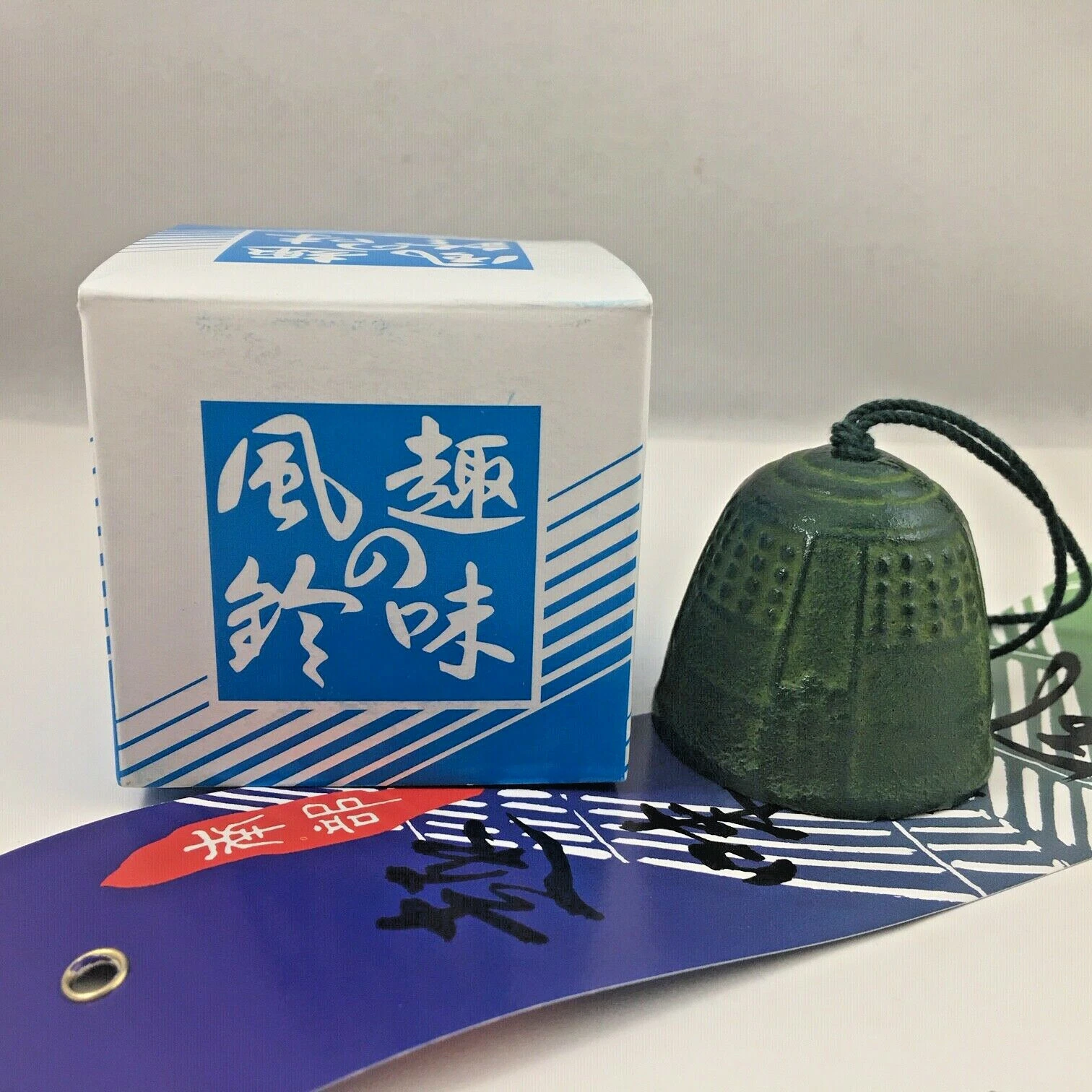 Japanese Wind Chime Furin Nambu Cast Iron Iwachu Green Temple Bell Made ...