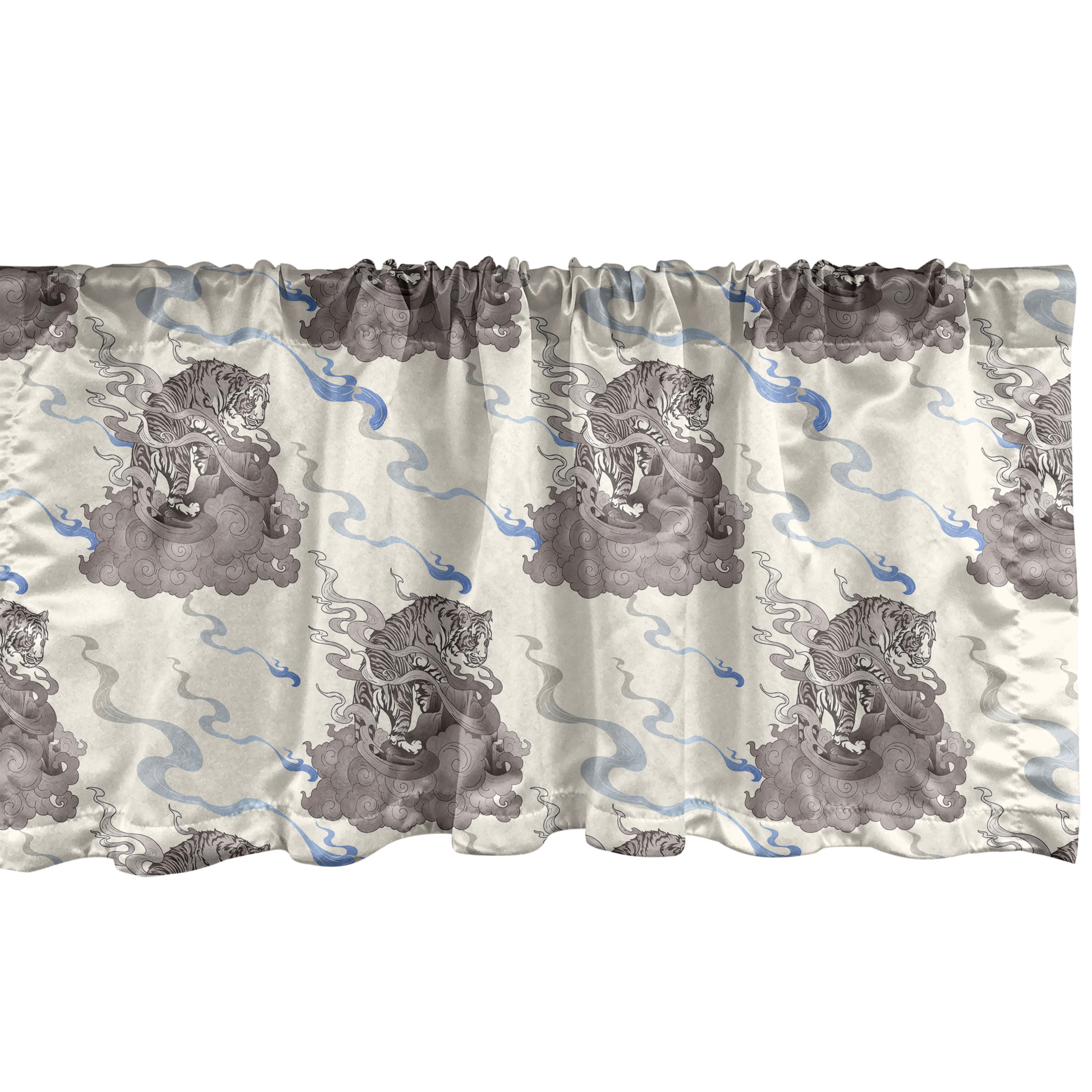 Japanese Window Valance, Asian Style Tiger on the Cloud Tattoo Inspired ...