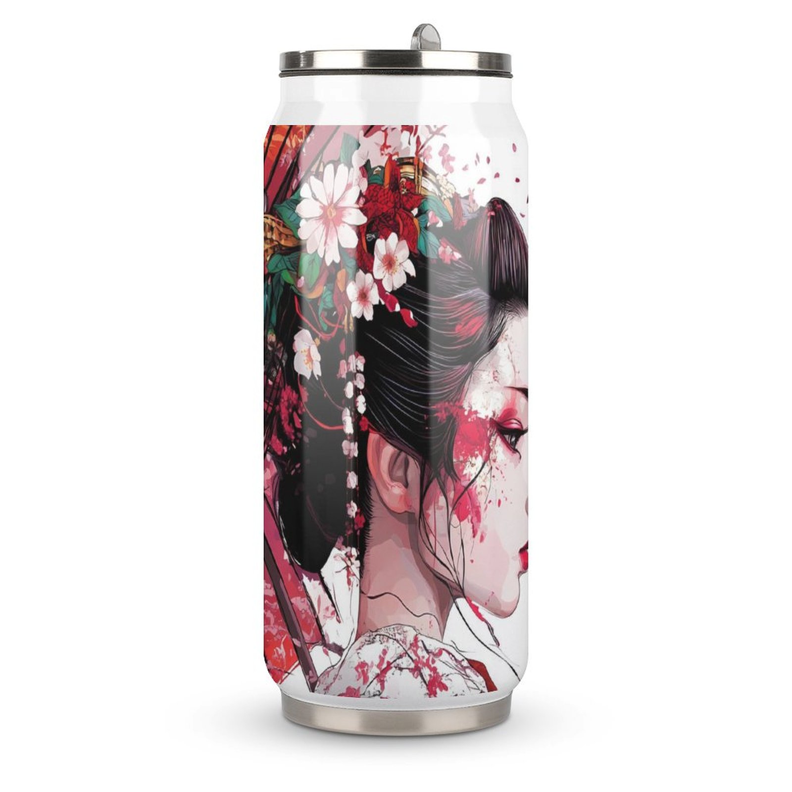 Japanese Woman Geisha And Cherry Blossoms Coffee Tavel Tumblers with ...