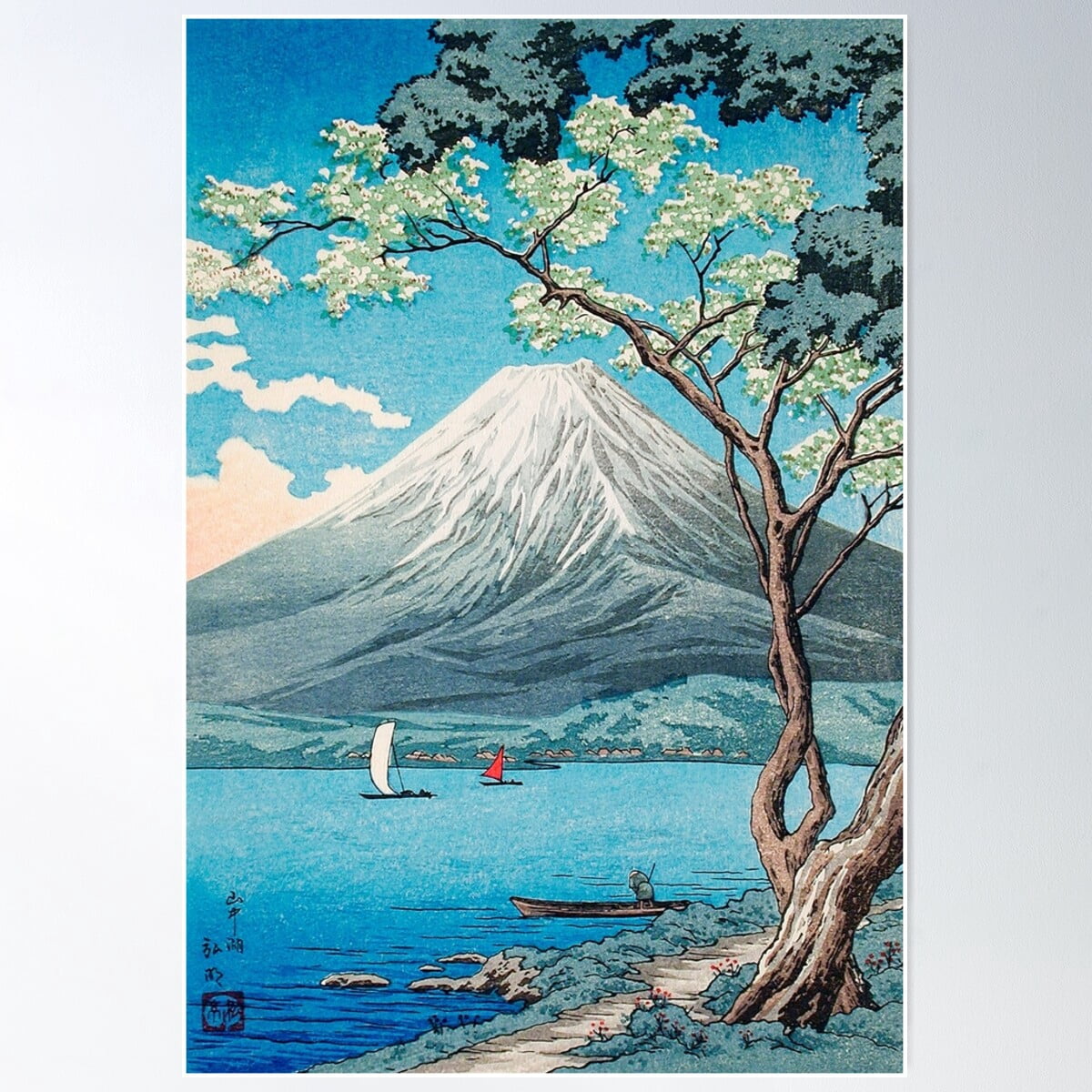 Japanese Woodblock Prints of Mount Fuji from Lake Yamanaka Poster ...