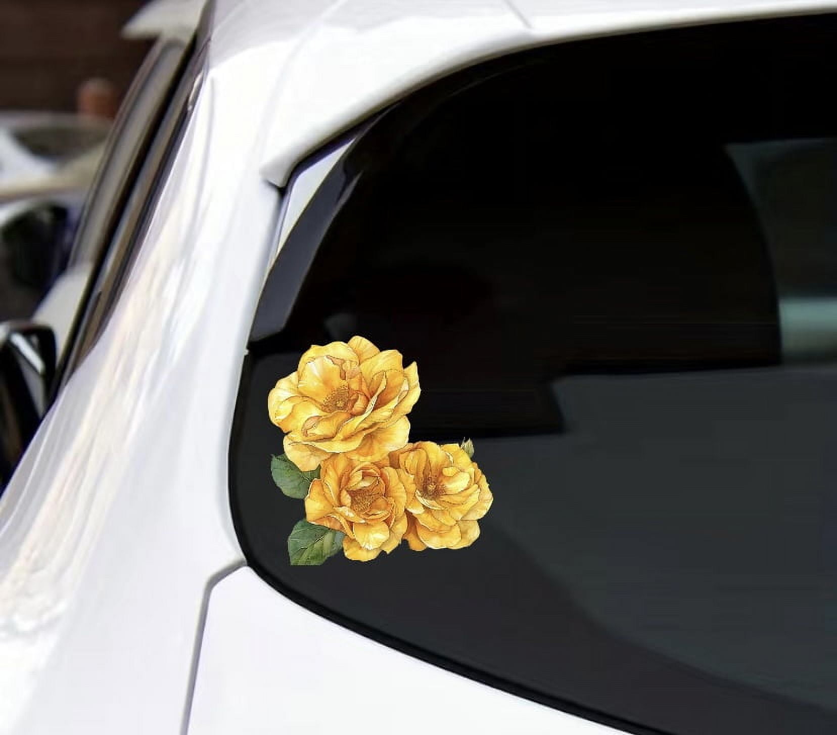 Japanese Yellow Rose Flower Car sticker, Floral Oriental Rose Vinyl ...